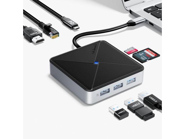 GiGimundo By Yottamaster 8-in-1 USB C Hub with USB 3.0 Splitters x 3 ...