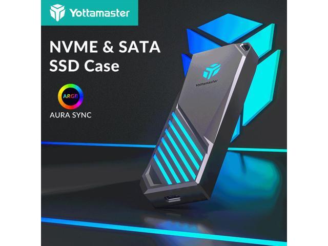 Yottamaster RGB Gaming M.2 NVMe/SATA SSD Enclosure Adapter, NVMe to ...