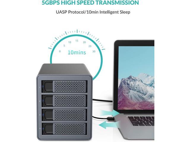 Yottamaster 4 Bay RAID Hard Drive Enclosure, 150W Aluminum USB3.0 RAID ...