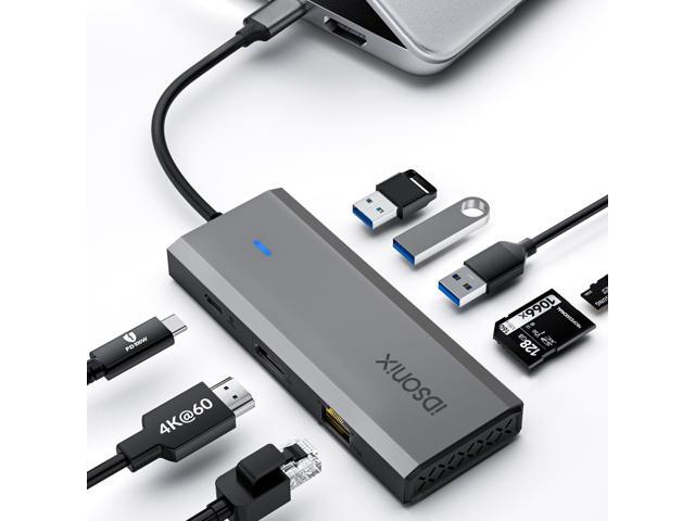 USB C Hub, iDsonix 8 in 1 USB C Hub Aluminium Multiport Adapter, USB C Docking Station with HDMI ...