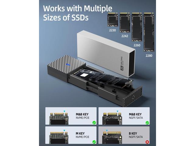 SAN ZANG BY iDsonix Aluminum M.2 NVMe SSD Enclosure, Tool-Free 10Gbps ...
