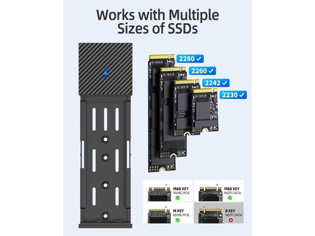 SAN ZANG BY iDsonix NVMe & SATA SSD Enclosure, USB 3.2 GEN 2 Type-C M.2 Enclosure for M-Key, B+M ...