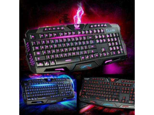 3 colors LED Illuminated Backlight USB Wired Gaming Keyboard for Gaming ...