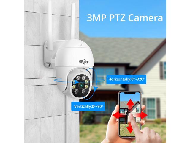 Hiseeu 2K WiFi Security Camera System Outdoor 3MP Dome PTZ Cameras and ...