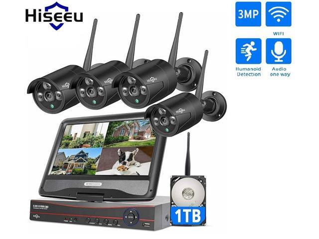 Hiseeu Wireless Security Camera System with 10.1" LCD 2K Monitor, 4Pcs ...