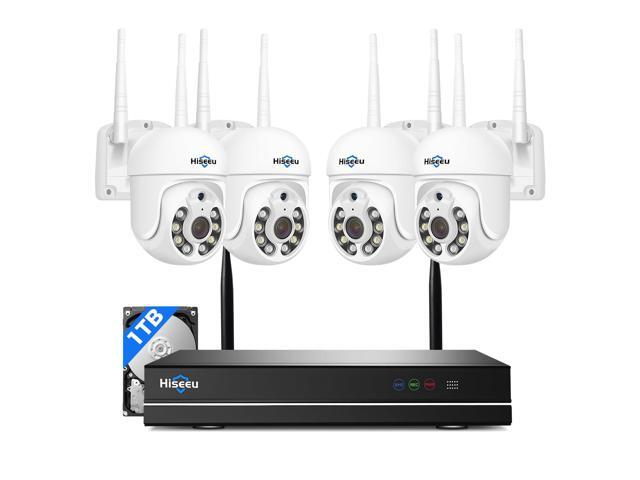 Hiseeu 360 View Pan Tilt Wireless Security Camera System with 1TB Hard ...