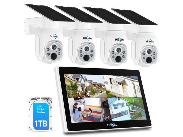 Hiseeu Solar Security Camera Outdoor, 4PCS 4MP Wireless Battery Camera ...