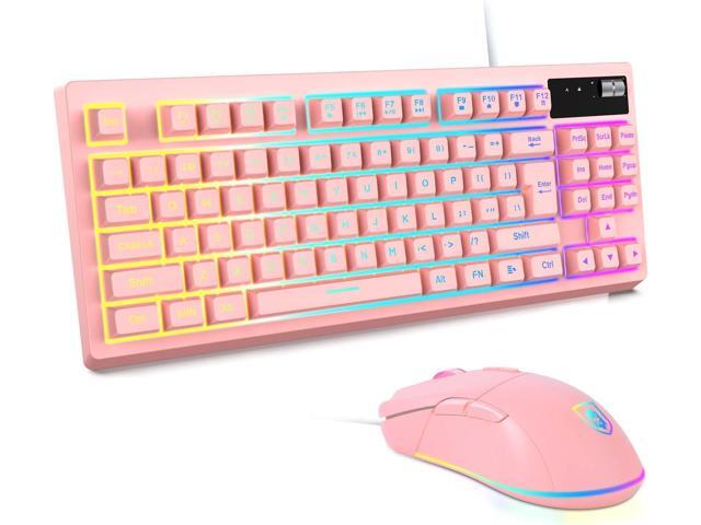 KOLMAX HUNTER RGB Pink Gaming Keyboard and Mouse Combo,87 Keys Gaming ...
