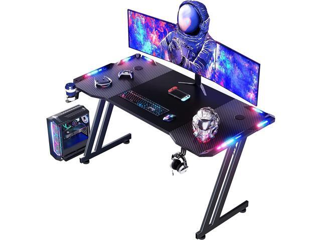 CORN LED Gaming Desk 55 Inch Ergonomic Gamer Workstation Gamer Carbon ...