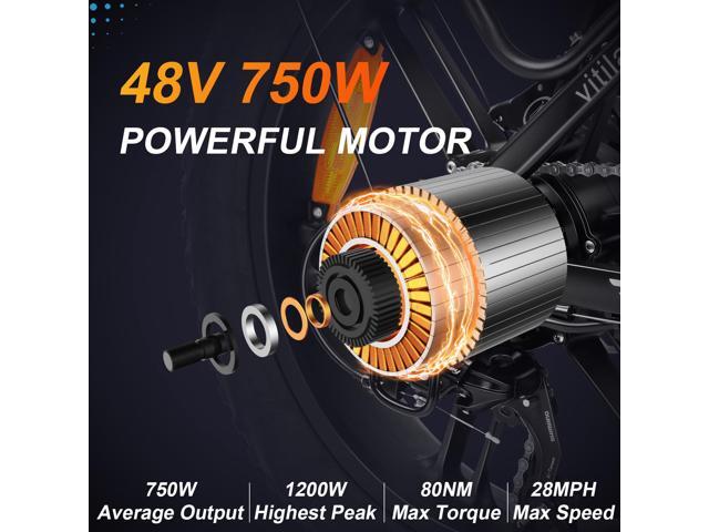 VITILAN U7 Electric Bike for Adults 750W Motor, Foldable 20" Fat Tire Step-Thru Ebike 48V 16AH ...