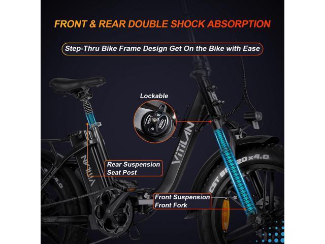 VITILAN U7 Electric Bike for Adults 750W Motor, Foldable 20" Fat Tire ...
