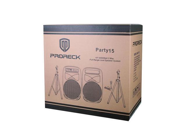 PRORECK Party 15 Portable 15-Inch 2000W 2-Way Powered PA Speaker System ...