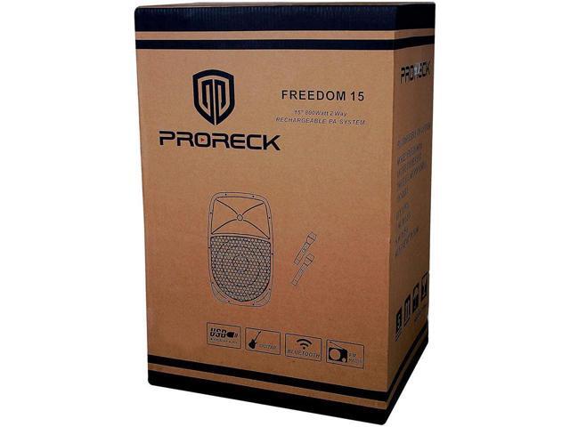 PRORECK Freedom 15 Portable 15-Inch 800 Watt 2-Way Rechargeable PA Speaker +Wireless Handheld ...