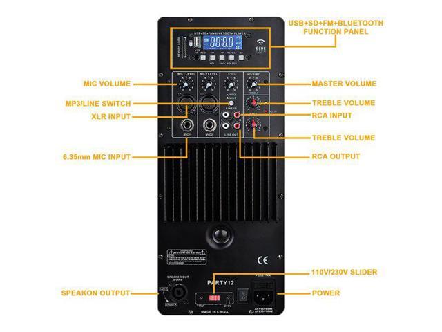 PRORECK Party 12 12-Inch 1000 Watts 2-Way Powered PA Speaker System ...