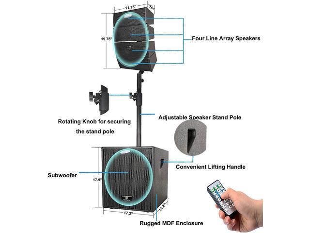 PRORECK Club 3000 12-Inch 4000w DJ Powered PA Speaker System Combo Set ...