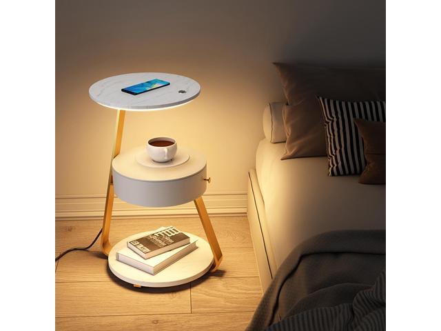 Smart BedSide Table with Wireless Charging Station, Nightstand with ...