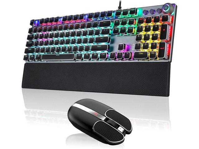 Black Typewriter Style Blue Swithces Mechanical Keyboard with Wireless ...