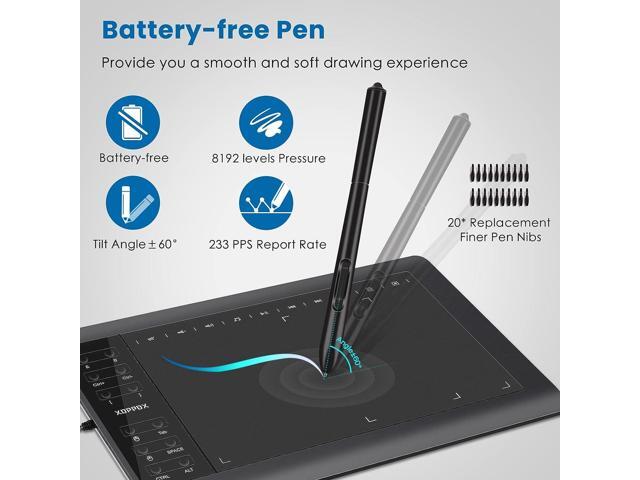 XOPPOX Graphics Drawing Tablet 10 x 6 Inch Large Active Area with 8192 ...
