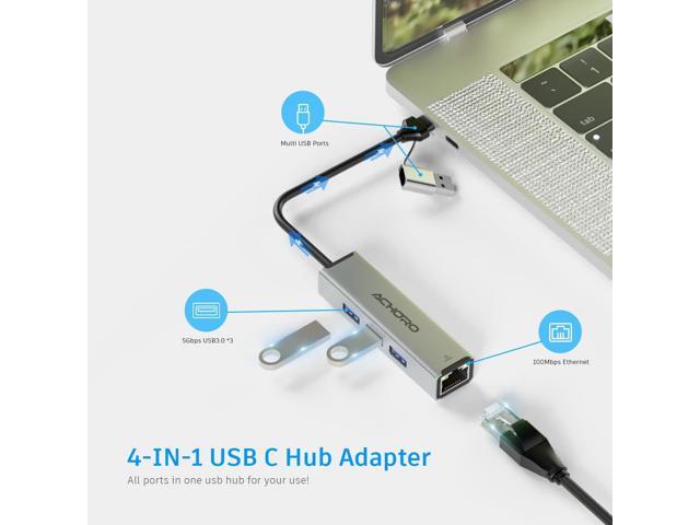 ACHORO USB Port Expender with LAN - Built in USB A & USB C to USB Port ...