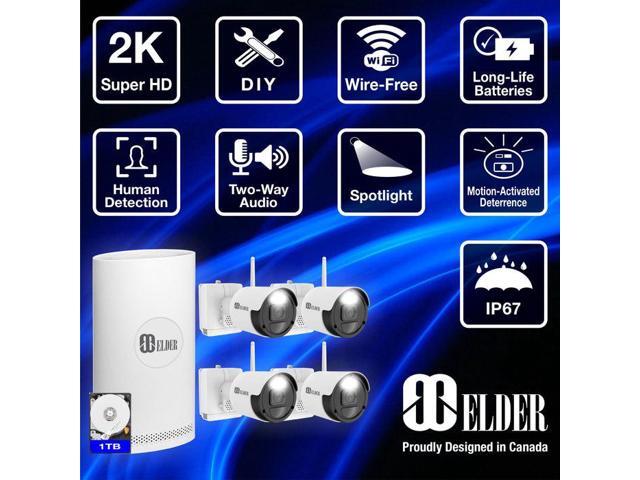 Wireless Security Camera System 2K Wire-Free, 8Ch NVR 4-Camera Battery ...