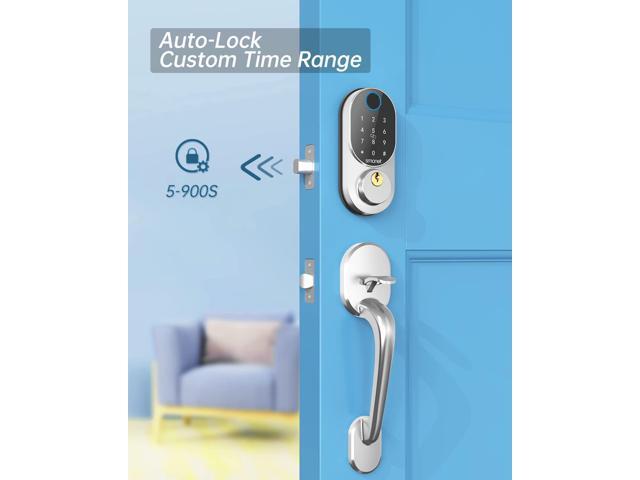 Fingerprint keypad Door Lock with Handle, SMONET Keyless Entry Front ...