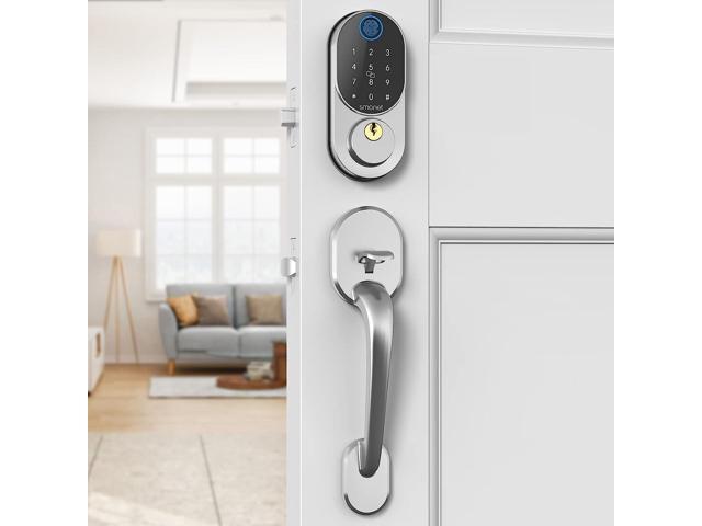 Fingerprint keypad Door Lock with Handle, SMONET Keyless Entry Front ...