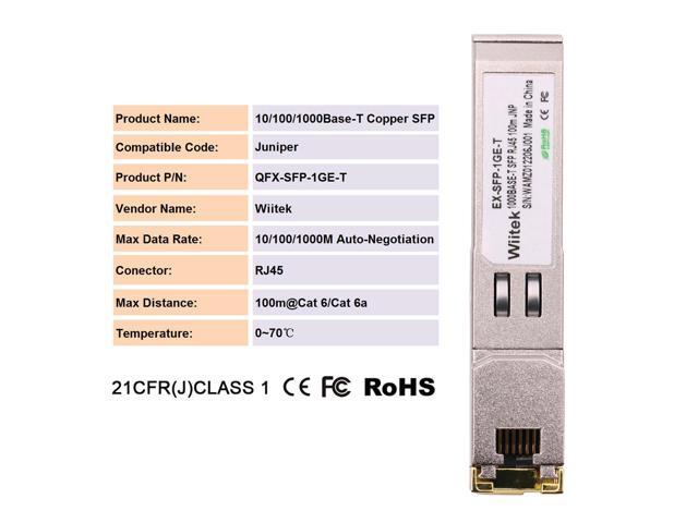 1.25G SFP-T, 10/100/1000BASE-T Gigabit Copper SFP, Wiitek SFP to RJ45 ...