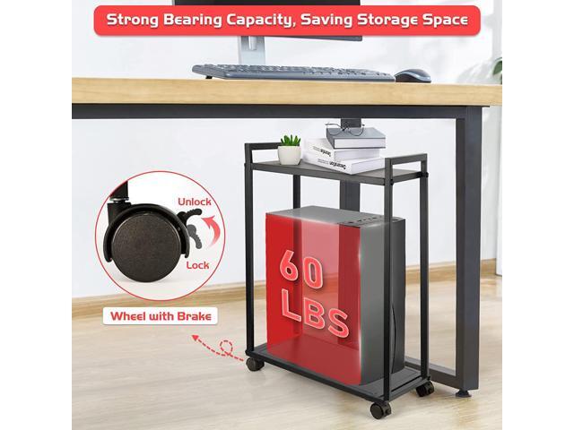 Computer Tower Stand, 2-Tier CPU Stand PC Stand with Lockable Wheels ...