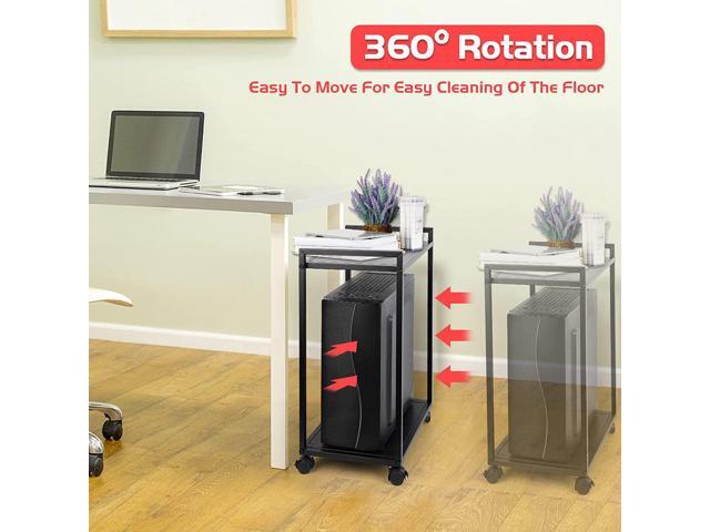 Computer Tower Stand, 2-Tier CPU Stand PC Stand with Lockable Wheels ...