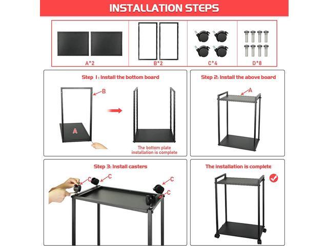 Computer Tower Stand, 2-Tier CPU Stand PC Stand with Lockable Wheels ...