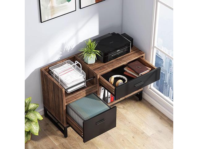 Rustic File Cabinet with 2 Drawers, Lateral Filing Cabinets, Printer ...