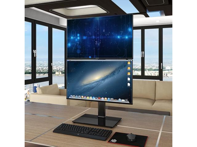 Dual Monitor Stand - Vertical Stack Screen Free-Standing Monitor Riser ...