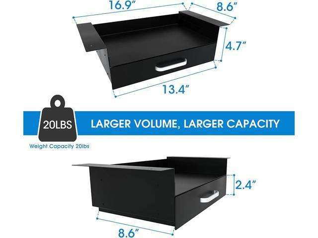 Under Desk Drawer Storage with Laptop/Book/Folders Shelf, Double Layer ...