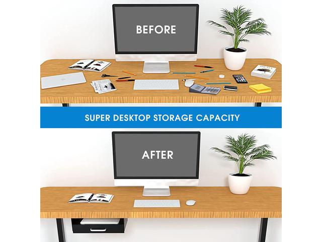 Under Desk Drawer Storage with Laptop/Book/Folders Shelf, Double Layer ...