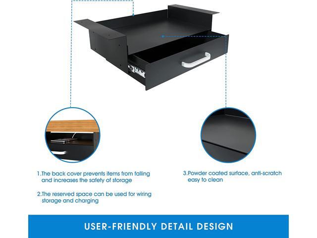 Under Desk Drawer Storage with Laptop/Book/Folders Shelf, Double Layer ...