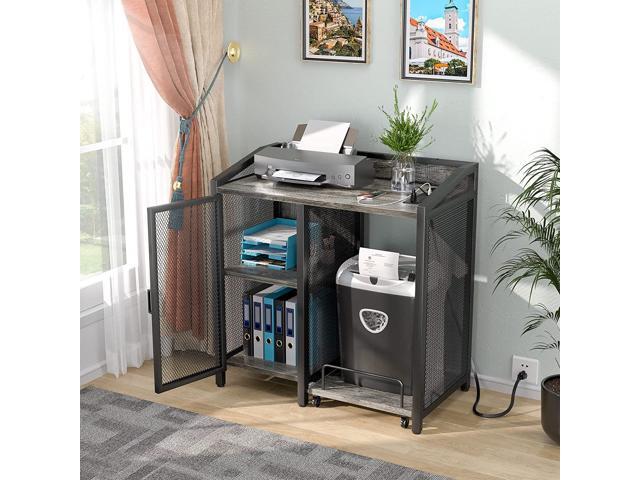 Unikito Office File Cabinets for Home Office with Power Outlet and Door ...