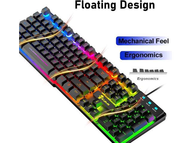 Zhhcyyds Gaming Keyboard and Mouse Combo,RGB Rainbow Backlit Keyboard ...