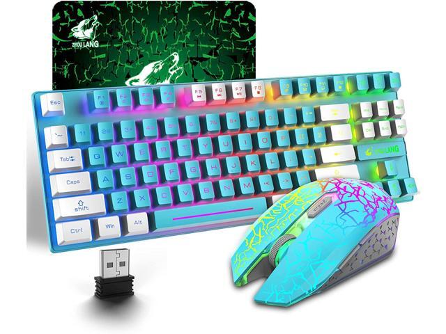 Zhhcyyds T87 Wireless Gaming Keyboard and Mouse Combo with Rainbow LED ...