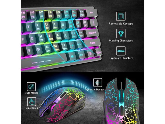 Zhhcyyds T61 Wireless Gaming Keyboard and Mouse Combo with Ergonomic 61 ...