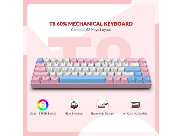 Zhhcyyds T8 60% Wired Gaming Keyboard, RGB Backlit Ultra-Compact ...