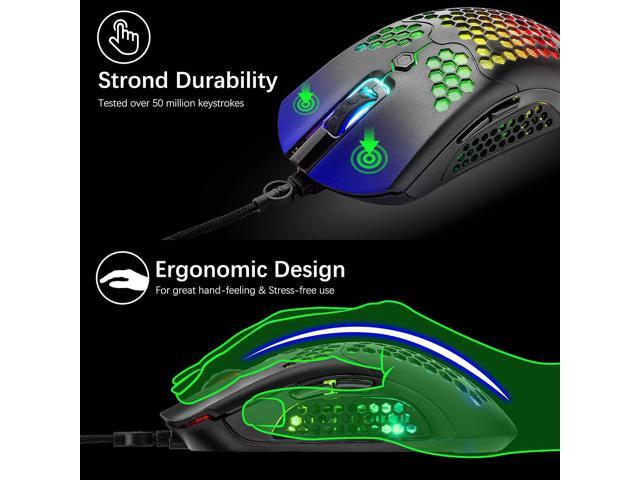 Zhhcyyds M5 RGB Lightweight Wired Gaming Mouse with 12000 DPI 6 ...