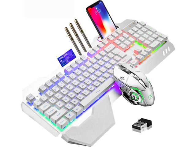Zhhcyyds K680 Wireless Keyboard and Mouse,RGB LED Backlit Rechargeable ...