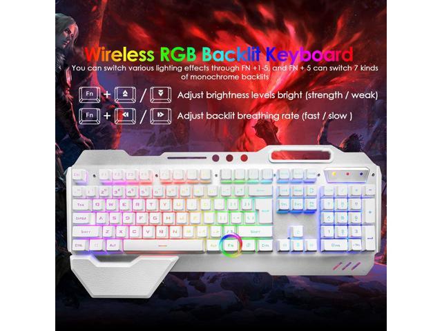 Zhhcyyds K680 Wireless Keyboard and Mouse,RGB LED Backlit Rechargeable ...