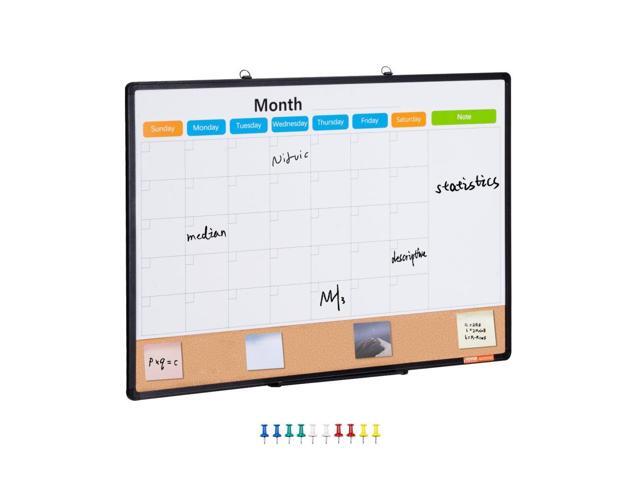 36"x 24" Monthly Calendar Whiteboard & Cork Board Combo with Aluminum ...