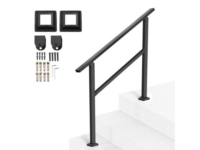 VEVOR Outdoor Handrails for 2-3 Step Stairs Black Square Tube Easy ...