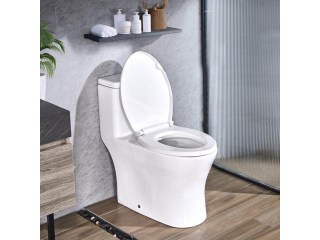 VEVOR One-Piece Toilet, Elongated Toilet Vortex Dual-Flush 1.0/1.28 GPF ...