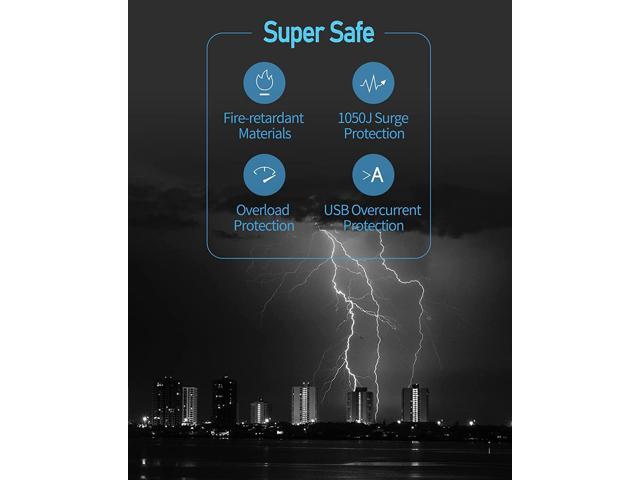 SUPERDANNY Power Strip Tower with 15W Magnetic Wireless Charger 1050J ...