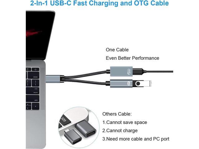 USB C to USB Adapter OTG and Charger Cable, 2 in 1 USB-C Splitter with ...