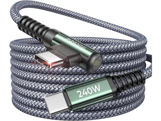 240W USB C to USB C Cable Fast Charging 10FT Right Angle USBC to USBC ...