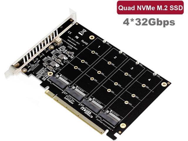 Quad M.2 NVME SSD to PCIe 4.0/3.0 x16 Expansion Card,4-Drive M-Key SSD ...